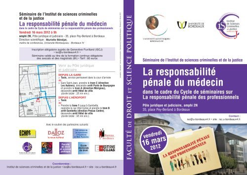 Programme - ISCJ - Université Montesquieu, Bordeaux IV