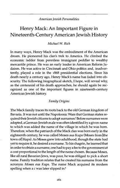 Henry Mack - American Jewish Archives