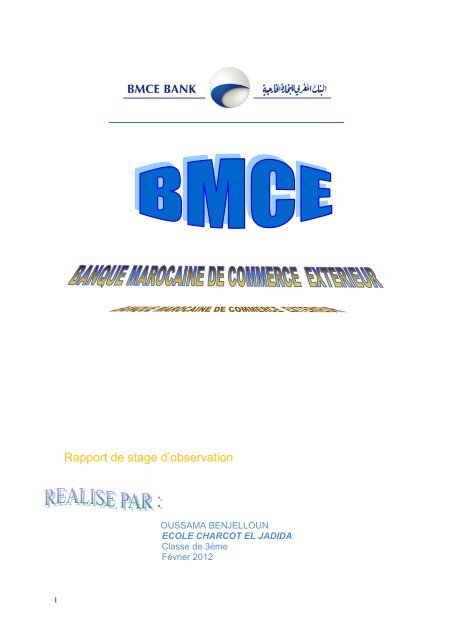 Rapport de stage d'observation