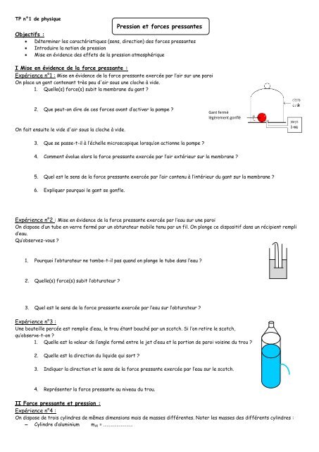 pression et force pressante
