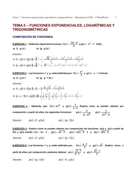 Tema 5 Funciones Exponenciales Logarítmicas Y Amolasmates