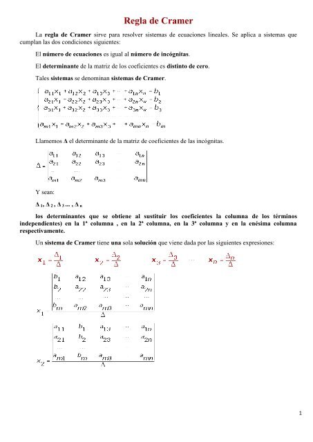 Regla de Cramer - Amolasmates