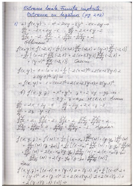 matematica 1 - exercitii extreme locale, functii implicite ... - Andrei