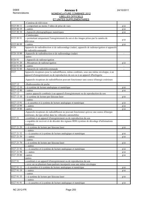 DSEE Nomenclatures Annexe