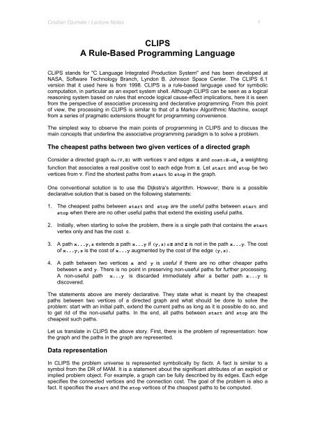 Clips A Rule Based Programming Language Derivat