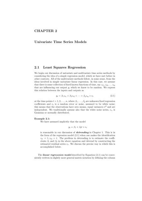 CHAPTER 2 Univariate Time Series Models 2.1 Least ... - Statistics