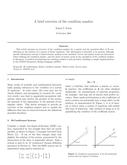 A brief overview of the condition number