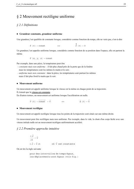 § 2 Mouvement rectiligne uniforme