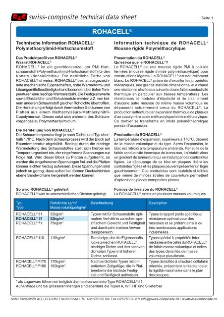rohacell - Suter Swiss-Composite Group