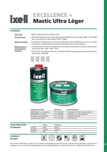 EXCELLENCE + Mastic Ultra Léger - Ixell.com