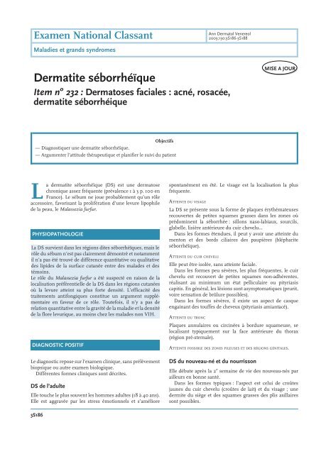 Item 232 – Dermatoses faciales : dermatite séborrhéique - Santé Et ...