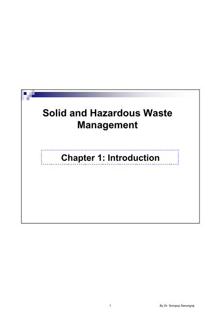 Solid and Hazardous Waste Management Chapter 1