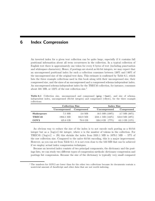 6 Index Compression - Information Retrieval Group, University of ...