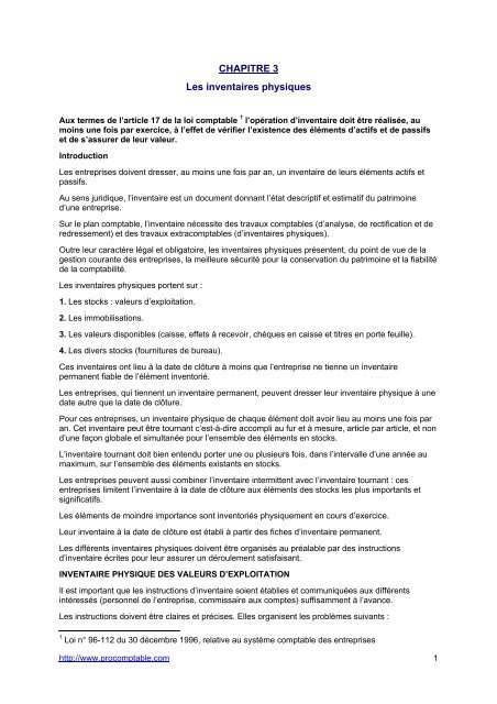 CHAPITRE 3 Les inventaires physiques - Procomptable.com