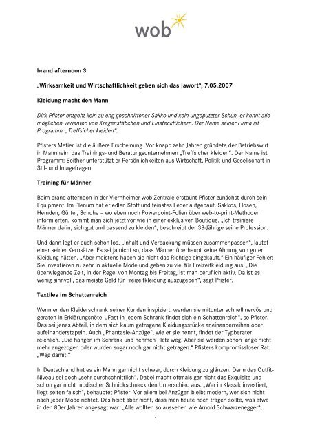 Wie setzt man seinen Stil gezielt ein - wob AG