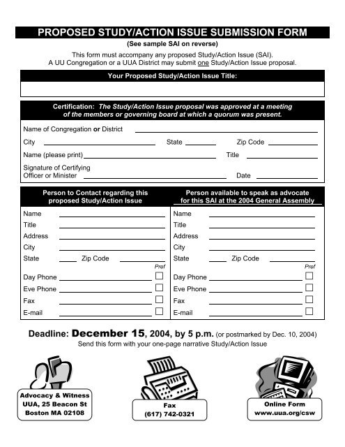 proposed study/action issue submission form - the Main UUA Page ...