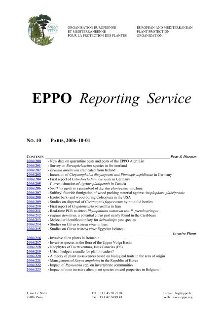 EPPO Reporting Service - Lists of EPPO Standards - European and ...