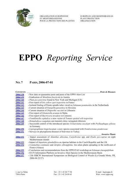 EPPO Reporting Service - Lists of EPPO Standards - European and ...