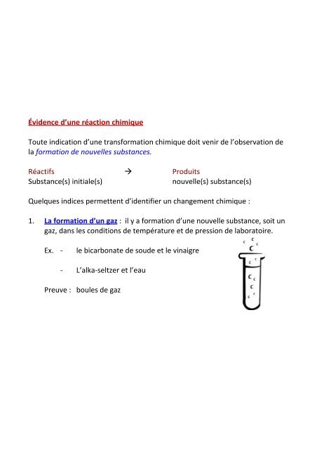 La transformation chimique