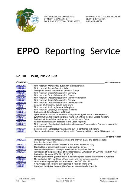 EPPO Reporting Service - Lists of EPPO Standards - European and ...
