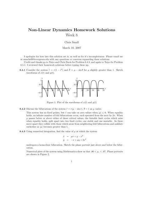 Non-Linear Dynamics Homework Solutions Week 8 - Archives
