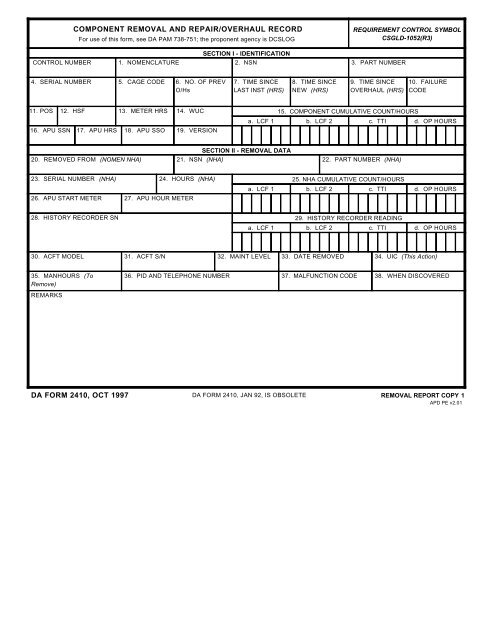 DA FORM 2410, OCT 1997
