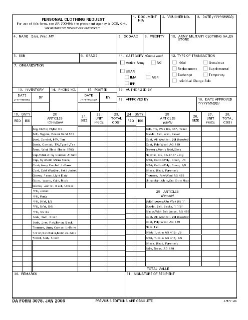 Fillable DA Form 3078 PDF Army Regulations, How To Apply,, 58% OFF