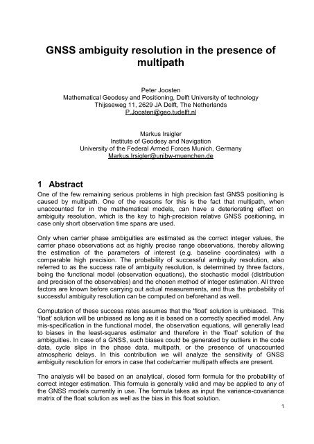 GNSS ambiguity resolution in the presence of multipath