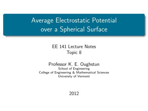 Average Electrostatic Potential over a Spherical Surface