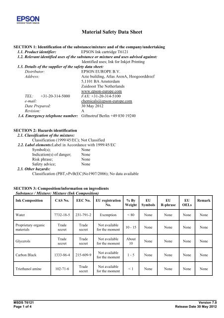 MSDS Tinta Printer PDF Toxicity Firefighting, 53% OFF