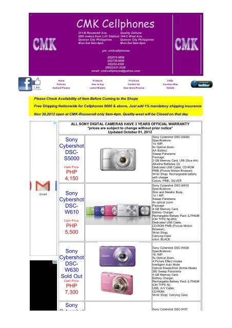 Sony Digital Camera With Price List