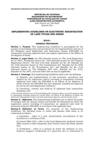 implementing guidelines on electronic registration of land titles and ...