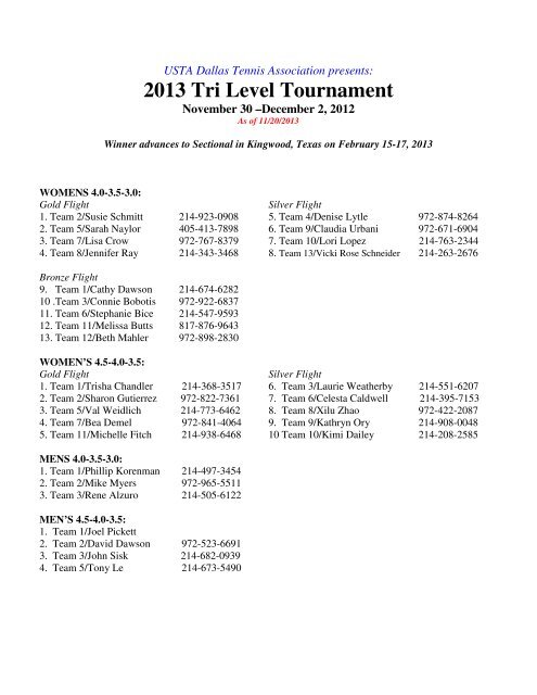 2013 Tri Level Tournament - USTA.com