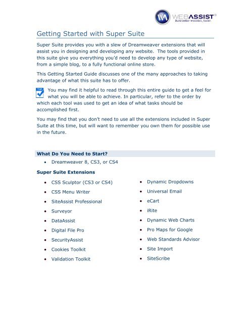 Getting Started with Super Suite - WebAssist