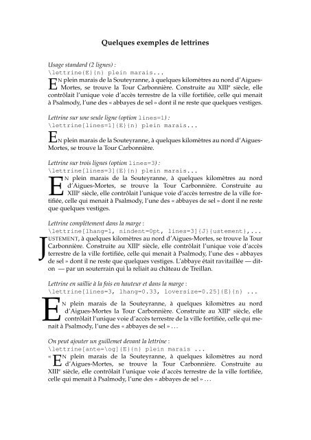 Quelques exemples de lettrines