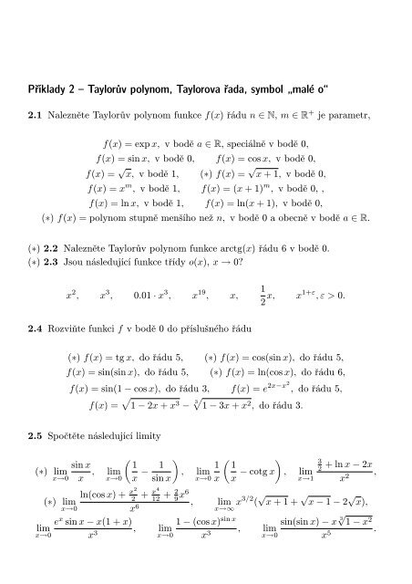 Příklady 2 – Taylorův polynom, Taylorova řada, symbol „malé o - Atrey