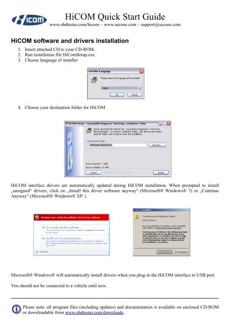 HiCOM Quick Start Guide - Auto diagnostics