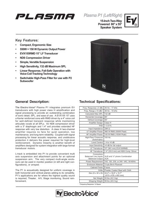 Plasma P1 (Left/Right) - Electro-Voice