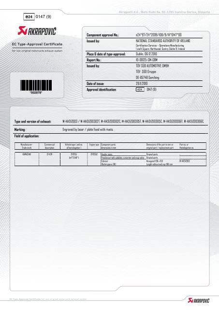 EC Type-Approval Certificate