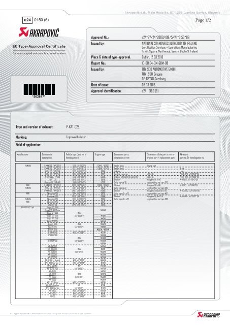 EC Type-Approval Certificate