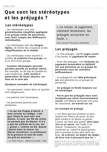 Que sont les stéréotypes et les préjugés ? - Monde en tête
