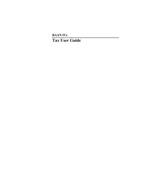 Tax User Guide Baan Implementation Help Consulting And Tutorials