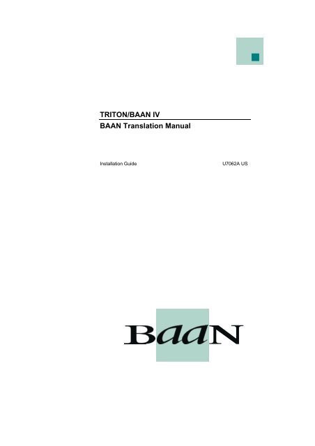 TRITON/BAAN IV BAAN Translation Manual - Baan Implementation ...
