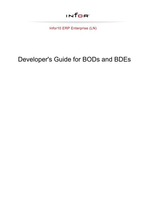 Developer's Guide for BODs and BDEs - Baan Implementation Help ...