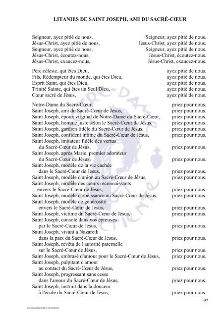 Litanies de Saint Joseph, ami du Sacré Cœur - Notre-Dame de ...