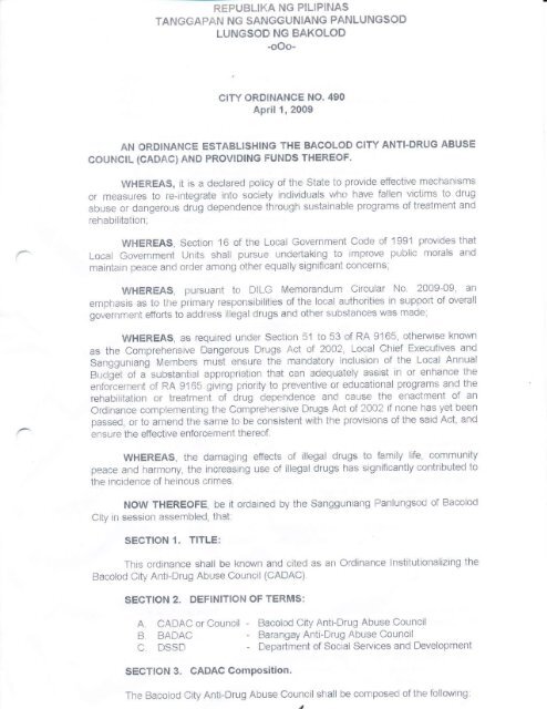 B. BADAC c. DSSD - Bacolod City