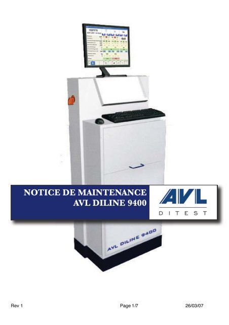 notice de maintenance avl diline 9400 - la societe avl ditest france ...