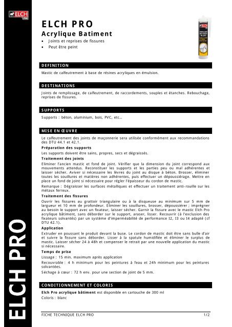 Elch Pro Acrylique bâtiment - Foussier Quincaillerie