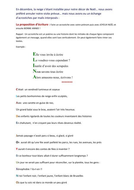 Acrostiche 6ème Français