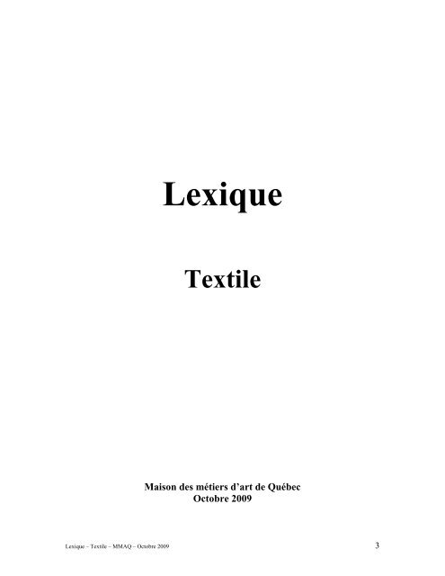 Lexique – Textile